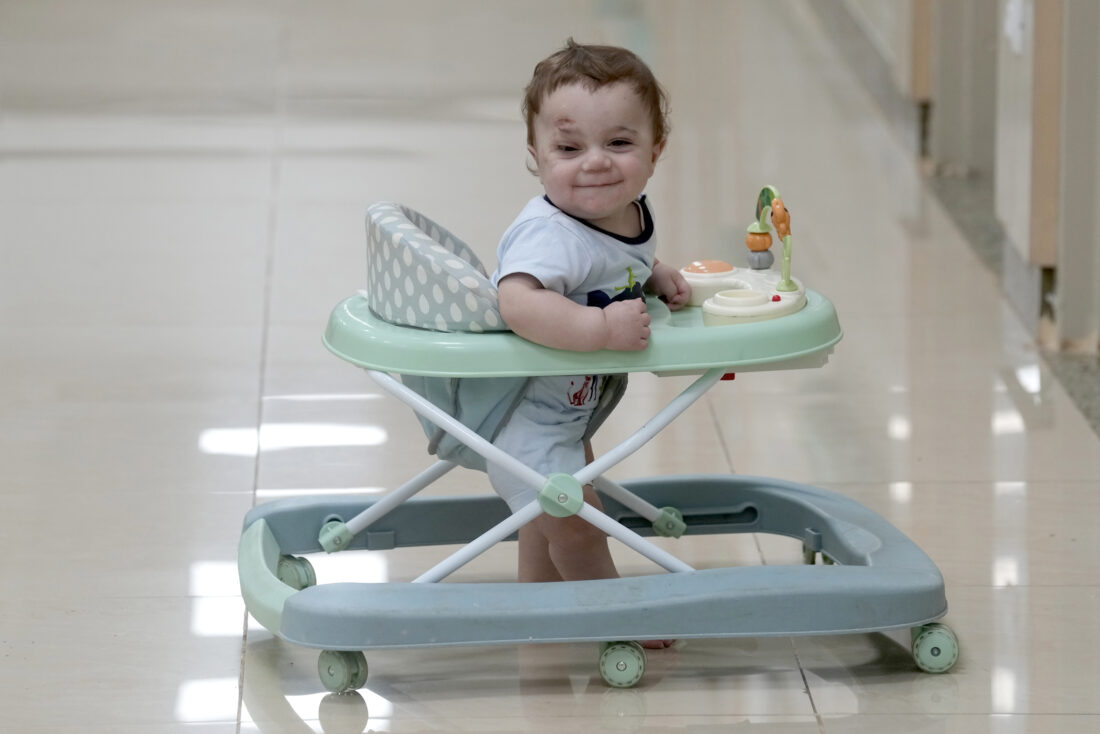 A baby evacuated from Gaza lost an eye and most of his family in the ...